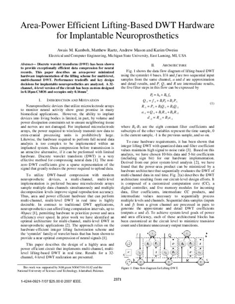 Pdf Area Power Efficient Lifting Based Dwt Hardware For Implantable