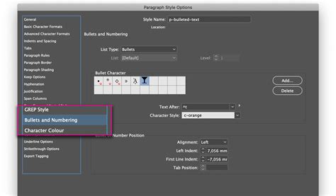 how to add bullet points in indesign