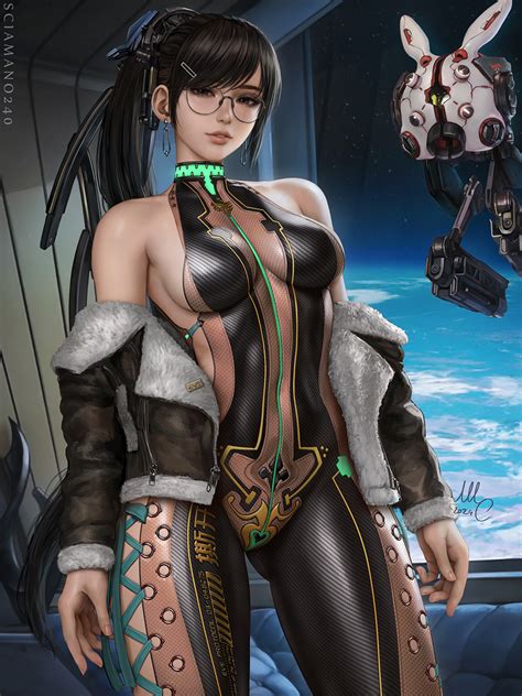 Sciamano Drone Stellar Blade Eve Stellar Blade Stellar Blade Highres Girl Black