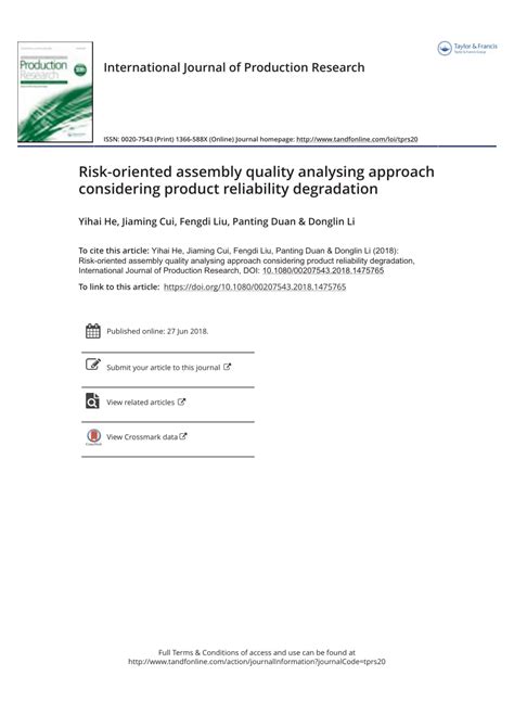 Pdf Risk Oriented Assembly Quality Analysing Approach Considering