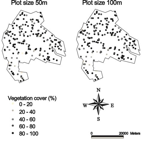 Locations Of 191 Sample Plots And Observed Vegetation Cover Percentage Download Scientific