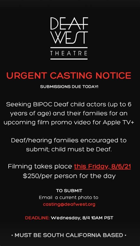 Casting Call Deaf Actors Deaf Movie Database