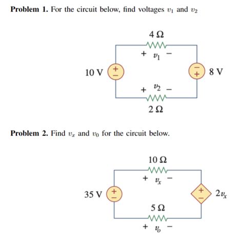 solved problem 1 for the circuit below find voltages v1
