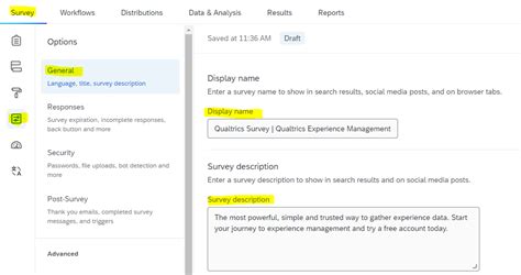 displaying survey name and description xm community