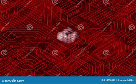 Red 3d Computer Chip With Connections And Signals Ai Computer Processor Background Stock