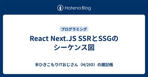 react next js ssrとssgのシーケンス図 半ひきこもりitおじさん（h 2io）の雑記帳