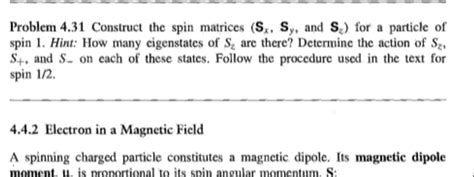 Problem 431 Construct The Spin Matrices Mathbf S X Mathb