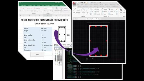 how to draw beam section in autocad from excel youtube