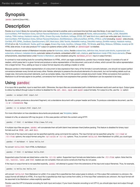 Pandoc Toc Sidebar Pandoc