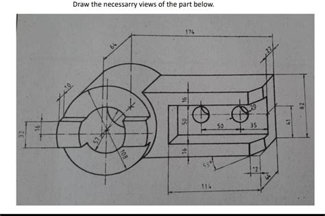 Solved Draw The Necesarry Multiview Of The Given Object Due