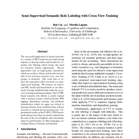 Semi Supervised Semantic Role Labeling With Cross View Training Acl Anthology