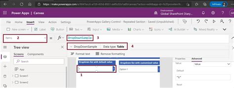 powerapps dropdown items custom options global sharepoint