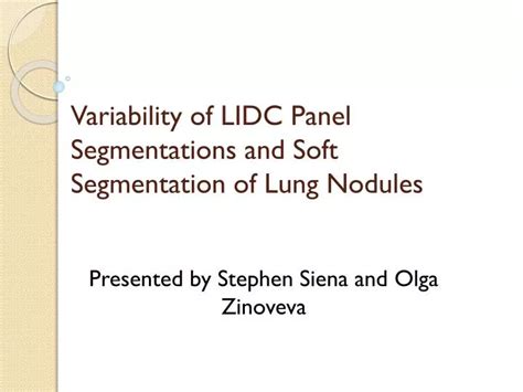 ppt variability of lidc panel segmentations and soft segmentation of lung nodules powerpoint