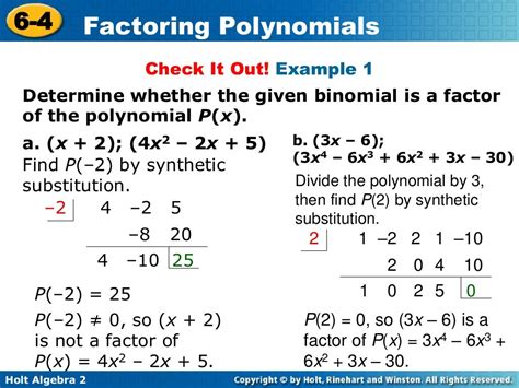 32 Factoring Polynomials