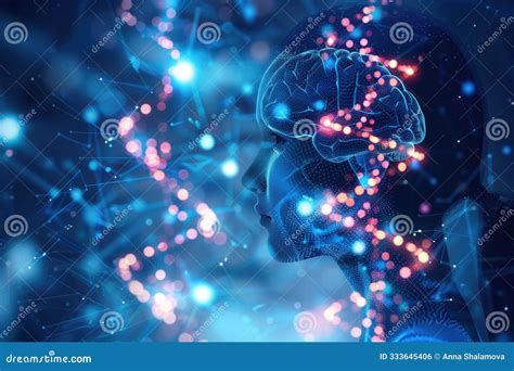 Futuristic Digital Art Of Human Brain With Neural Networks And Data