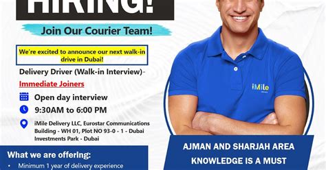 Urgent Hiring Imile Delivery Drivers In Dubai Sharjah And Ajman Walk