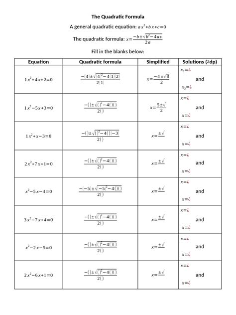 The Quadratic Formula Questions Scaffolded Pdf Quadratic Equation Square Root