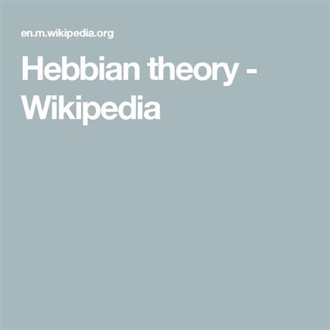 Hebbian Theory Wikipedia