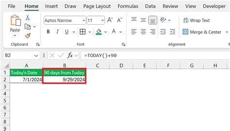 how to get 90 days from today in excel step by step guide myexcelonline