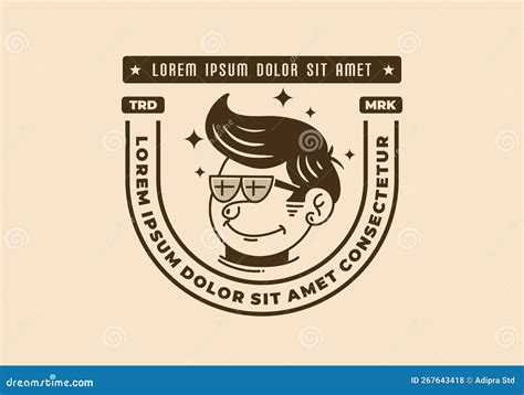 Illustration Of A Funny Face Man With Retro Hair Wearing Glasses Stock