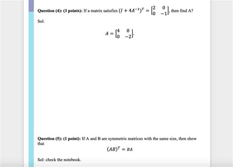 Solved Question 4 3 Points If A Matrix Satisfies