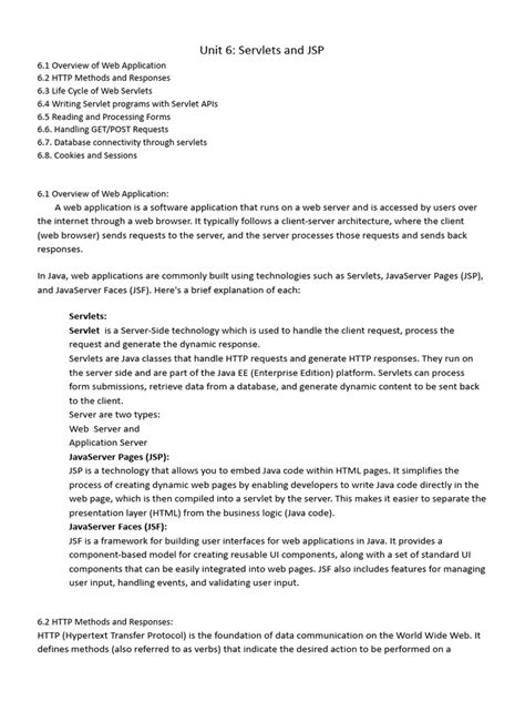 Unit 6 Serverlets And Jsp Pdf Cookie Software Development