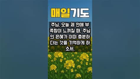 주님의 은혜로 충분한 하루가 되게 하소서 매일기도 명언 기도문 축복된삶 Youtube