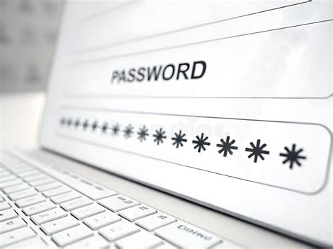 Entering Password On Laptop Screen Security Concept Stock Illustration