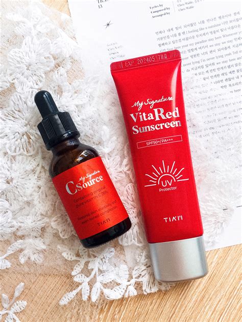 review : TIA'M My Signature C Source + Vita Red Sunscreen | chainyan