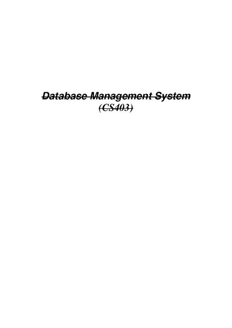 CS Database Management Systems Complete Handouts Pdf Studocu