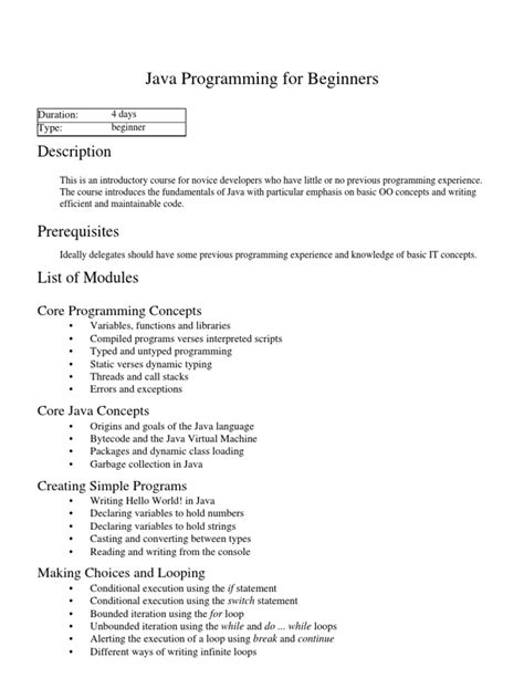 Java Programming For Beginners Pdf Class Computer Programming