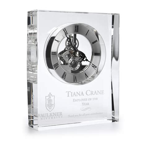 Rectangle Crystal Clock Trophy Awards Manufacturing