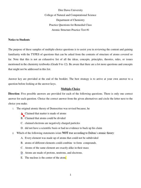 atomic structure practice test 1 pdf atoms atomic nucleus