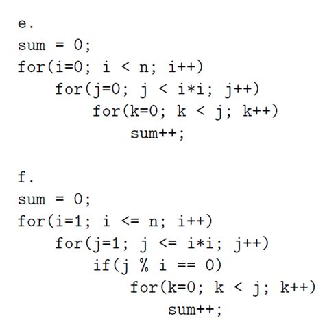 solved for each of the following code fragments provide an