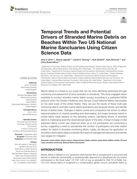 Pdf Temporal Trends And Potential Drivers Of Stranded Marine Debris