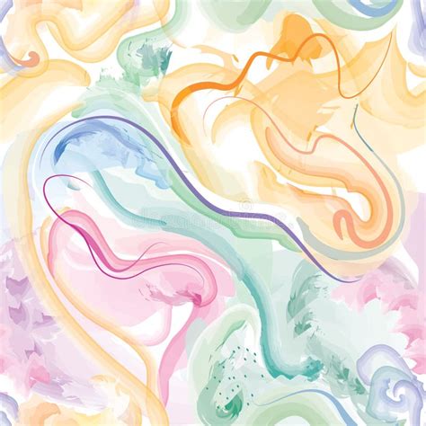Abstract Wavy Lines Beautiful Seamless Watercolored Texture Endless Pattern In Bright Spring