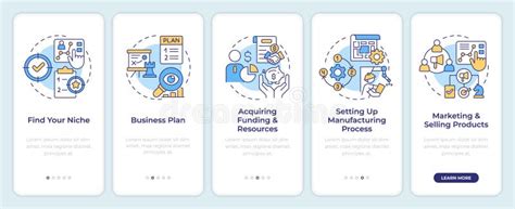 Starting Manufacturing Business Onboarding Mobile App Screen Stock Vector Illustration Of