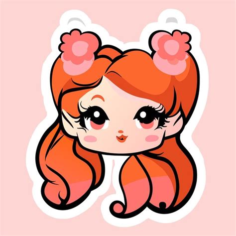 아름 다운 공주 여자 손으로 그린 만화 스티커 아이콘 개념 격리 된 그림 프리미엄 Ai 생성 벡터