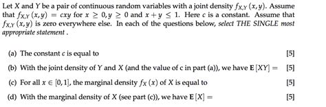 Solved Let X And Y Be A Pair Of Continuous Random Variables Chegg Com