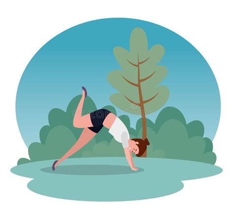 Woman Practice Yoga Exercise Pose Stock Illustration Illustration Of