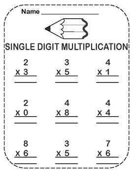 Single Digit Multiplication Worksheets By Nulu Press TPT