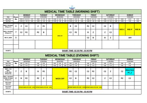 Medical Time Table 2024 25 06 To 12 May 2024 Final Pdf