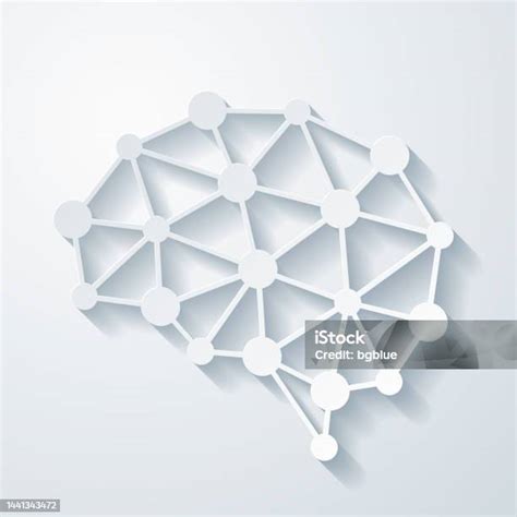 인공 지능 두뇌 빈 배경에 종이 자르기 효과가 있는 아이콘 3차원 형태에 대한 스톡 벡터 아트 및 기타 이미지 3차원 형태 사람 뇌 인공지능 Istock