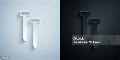 종이 컷 금속 손톱 아이콘 회색과 검은 색 배경에 격리 종이 아트 스타일 벡터 3차원 형태에 대한 스톡 벡터 아트 및 기타 이미지 3차원 형태 강철 건설 산업