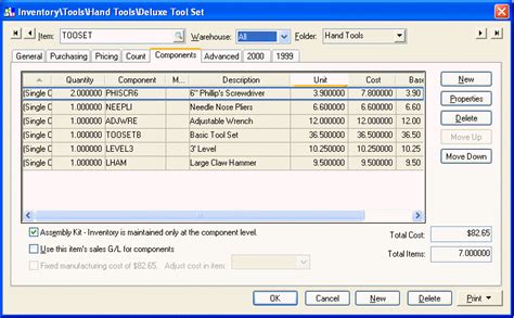 Adding Components To Create An Inventory Unit