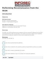 Reconnaissance From WAN Tools And Techniques Course Hero