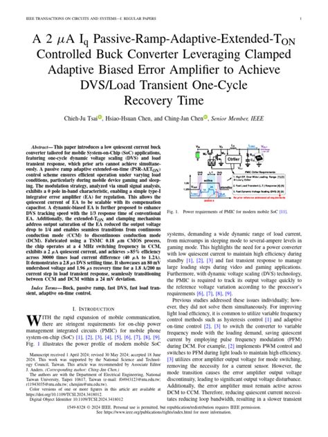 A 2 Mu A I Mathrmq Passive Ramp Adaptive Extended T Mathrmon Controlled Buck Converter