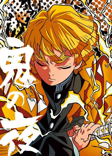 Zenitsu Agatsuma Demon Slayer Demon Slayer Fan Art Demon Slayer Poster Hd Anime Canvas Art