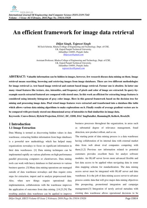 Pdf An Efficient Framework For Image Data Retrieval