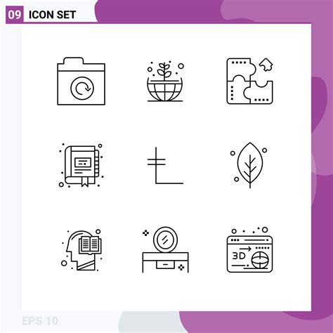 Group Of 9 Modern Outlines Set For Coin Notebook Component Marketing